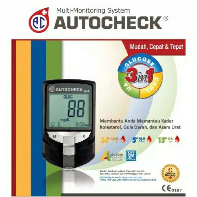 Jual Autocheck GCU 3in1 - Alat Tes Gula Darah Kolestrol Asam Urat ...