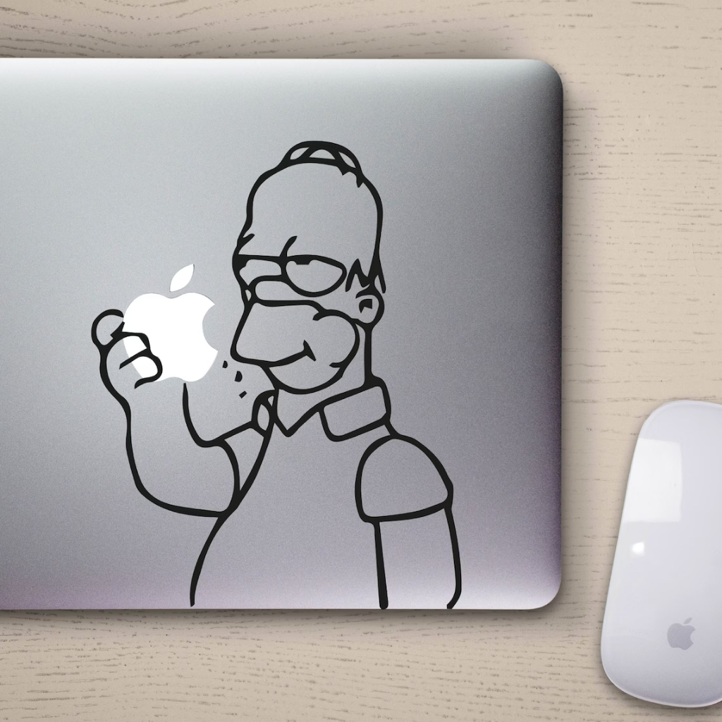 Jual Stiker Decal Homer Simpson Eating Apple - Laptop Macbook Sticker ...