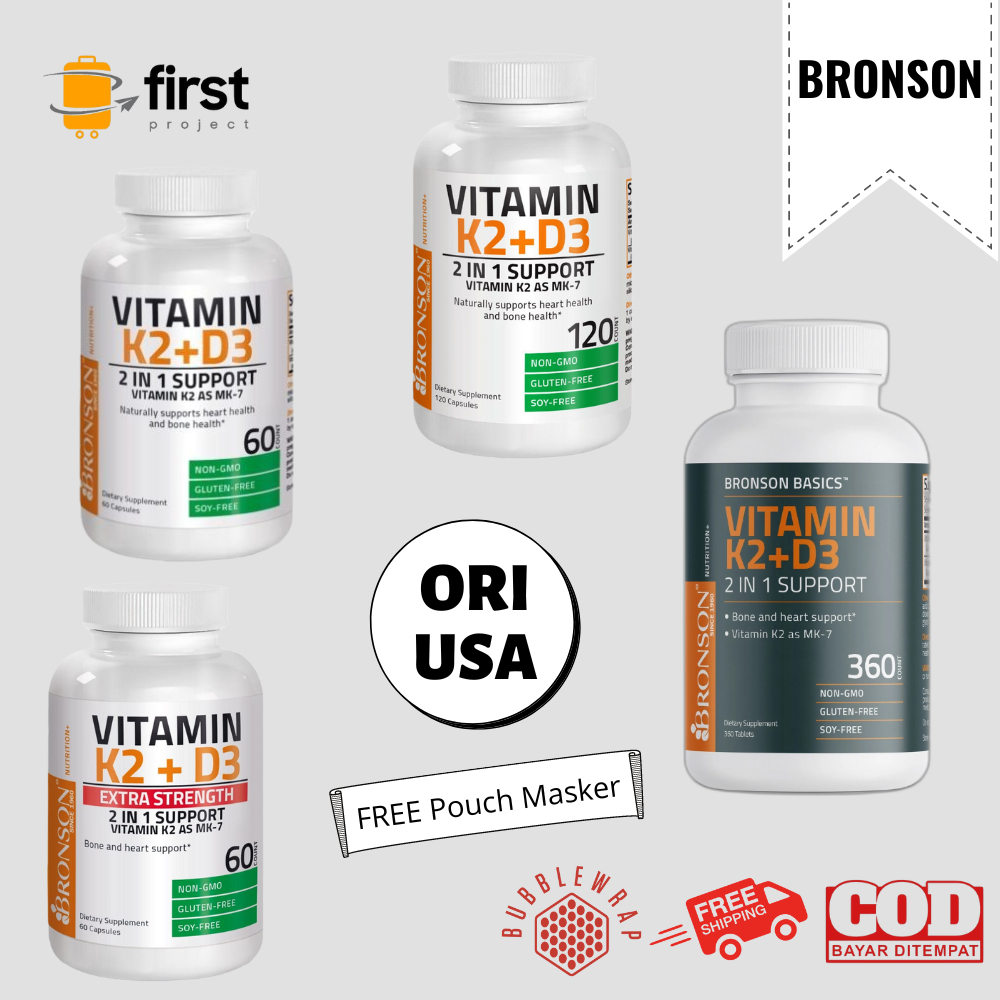 Jual BRONSON Vitamin K2 + D3 5000 IU 10000 IU Vit MK-7 D 3 5000IU 10000IU 2 in 1 Support Tulang ...