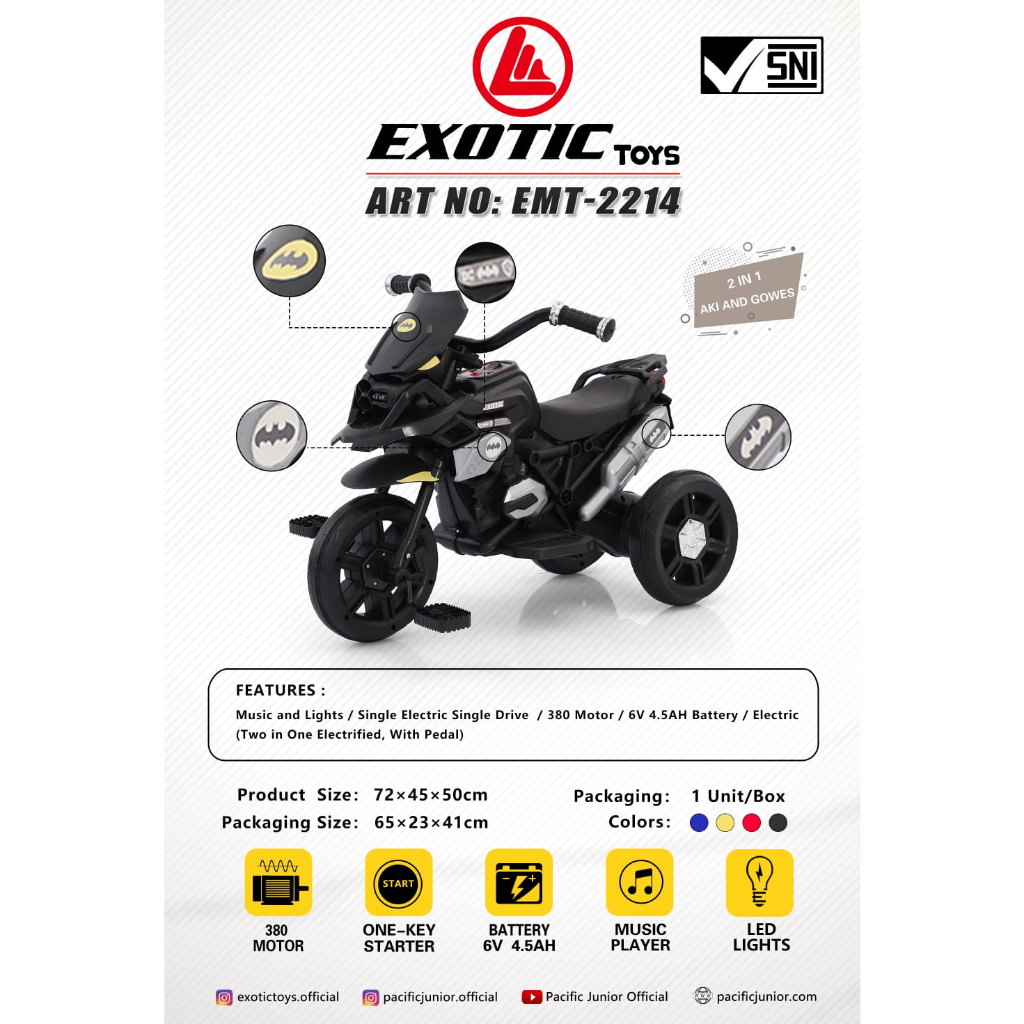 Jual Motor Aki dan Gowes (2 Fungsi) Merk Exotic EMT 2214 Dan EMT 2234 ...