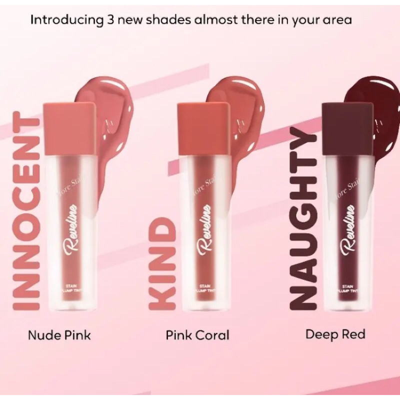 Jual Reveline Stain Plump Lip tint Liptin Pewarna Bibir Cair Tahan Lama ...