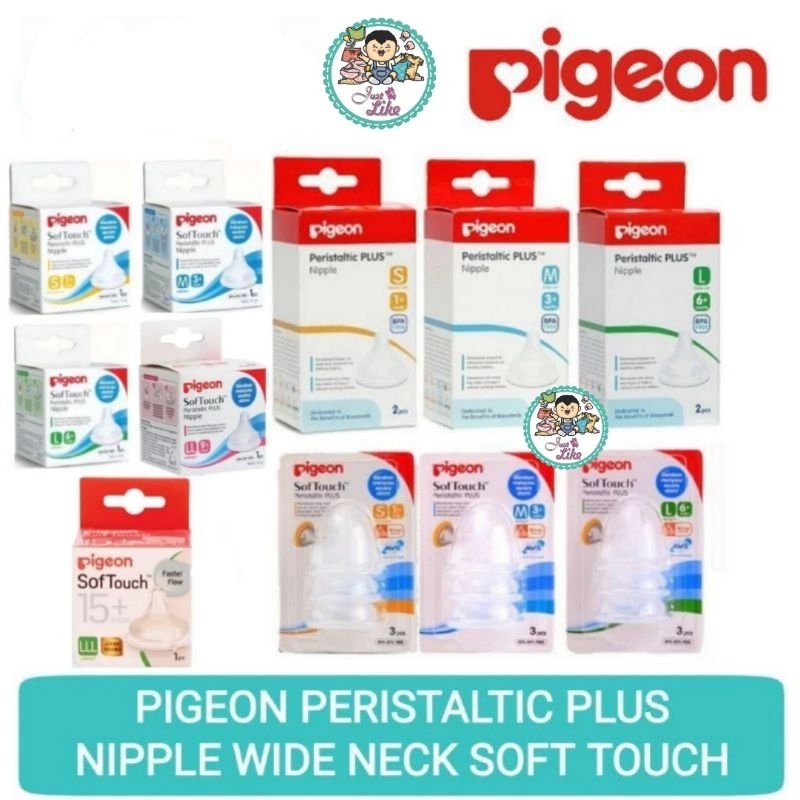 Jual PIGEON Peristaltic Plus Nipple Wide Neck Soft Touch-Dot Bayi Wide Neck Pigeon isi 1, isi 2 ...