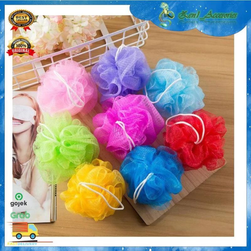 Jual spon badan jaring mandi bisa | shower puff bath ball foaming ...