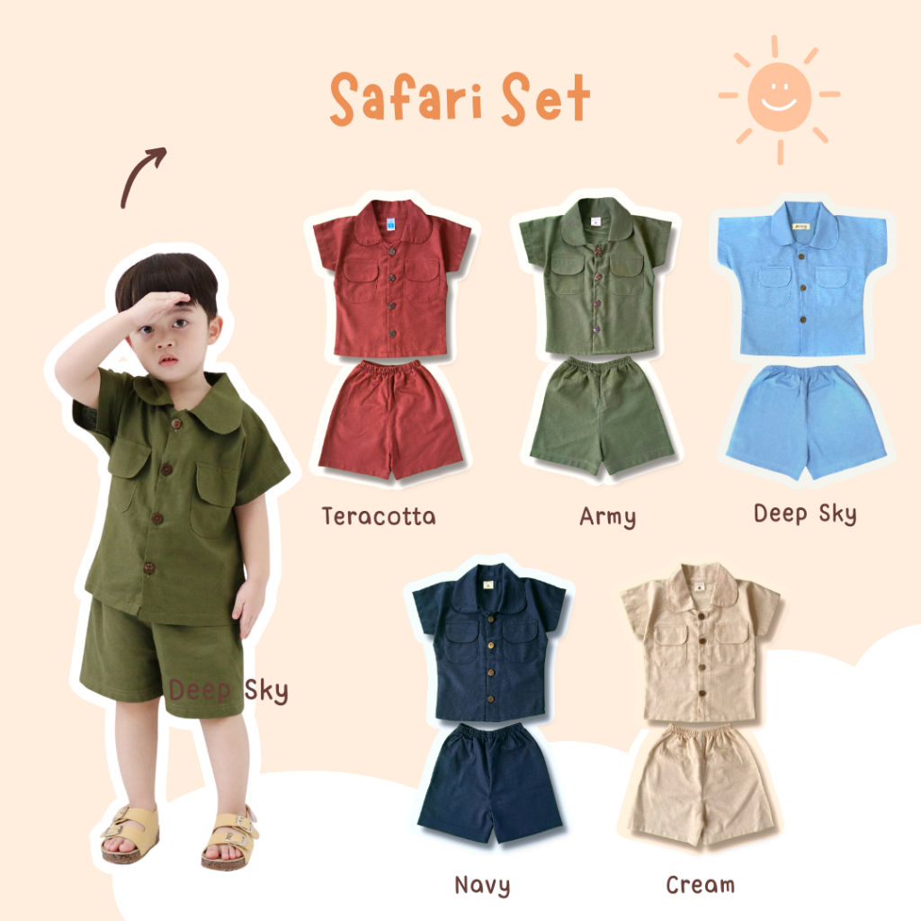 Jual Yobebee Safari Set Setelan Pendek Linen Anak Usia 2 3 4 6 8 Tahun ...