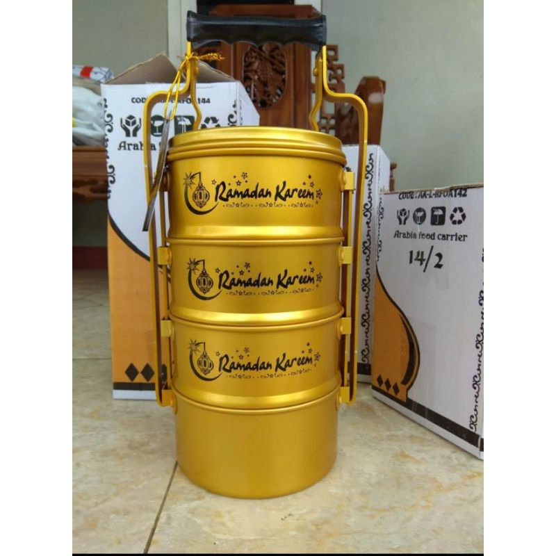 Jual Rantang MAZAYA 4 Susun / Rantang khas Arab Warna Emas 14cm ...