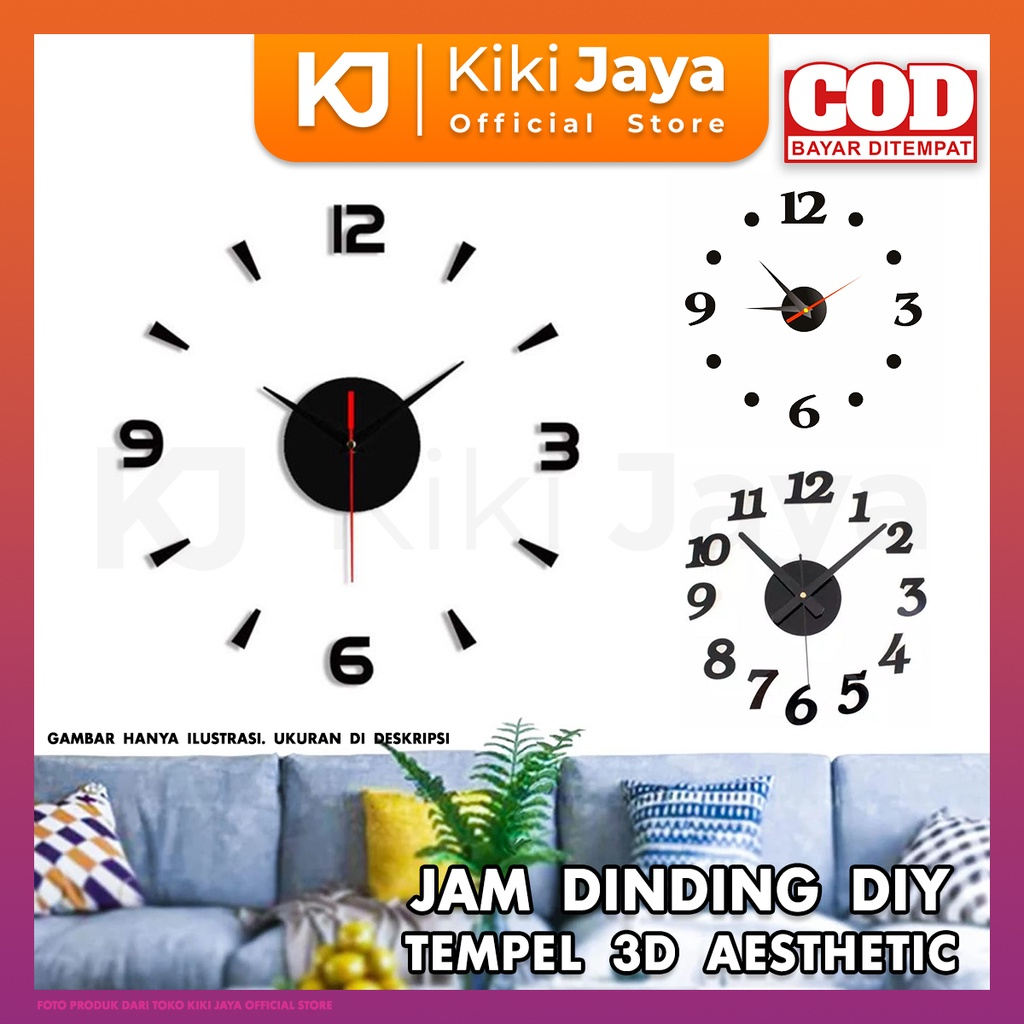 Jual Kiki Jam Dinding 3d Tempel Diy Analog Modern Giant Wall Clock Quartz Movement Aesthetic