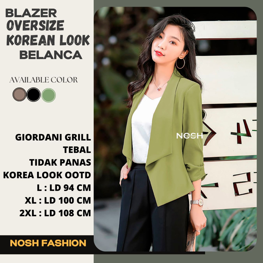 Jual Blazer Korea Wanita Oversize Belanca / Outer Kantor Blazer Kerja ...