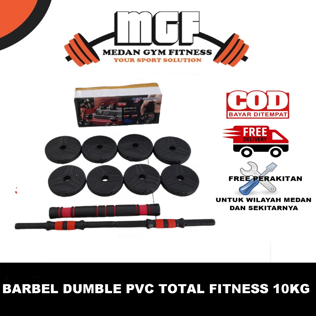 Jual BARBEL DUMBLE SET PVC TOTAL FITNESS 10 KG | Shopee Indonesia