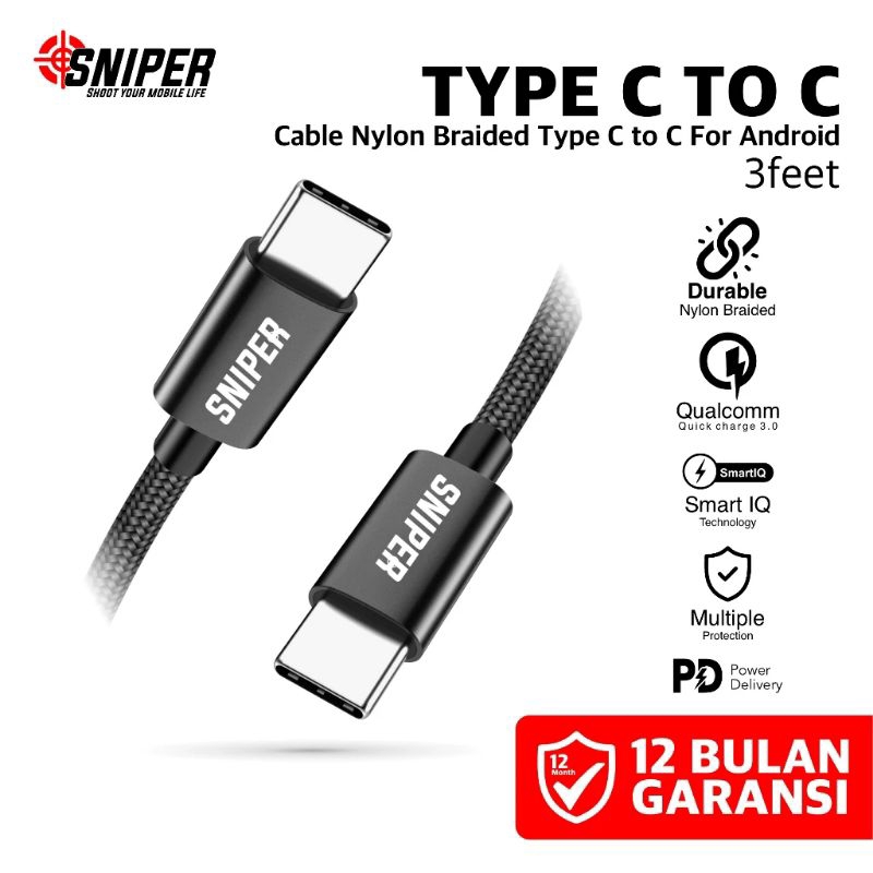 Jual Sniper Kabel Charger & Data Type-C to Type-C PD | Shopee Indonesia