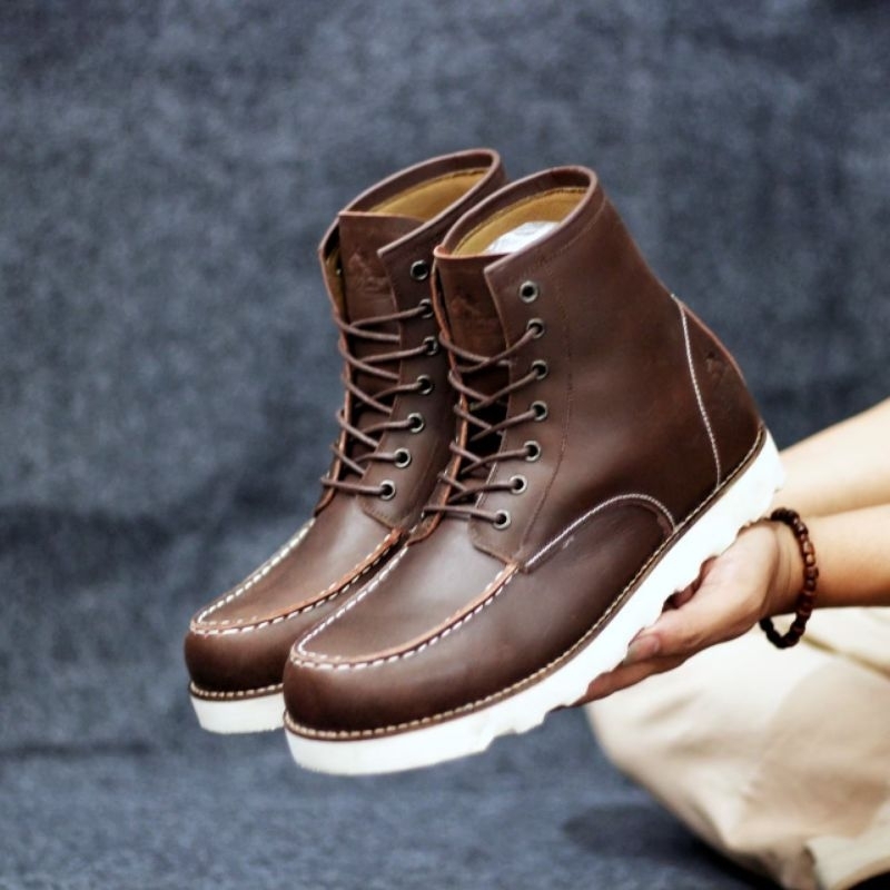 Jual Sultan Footwear X Pointer Sepatu Boots pria kulit Asli Sapi Brown ...
