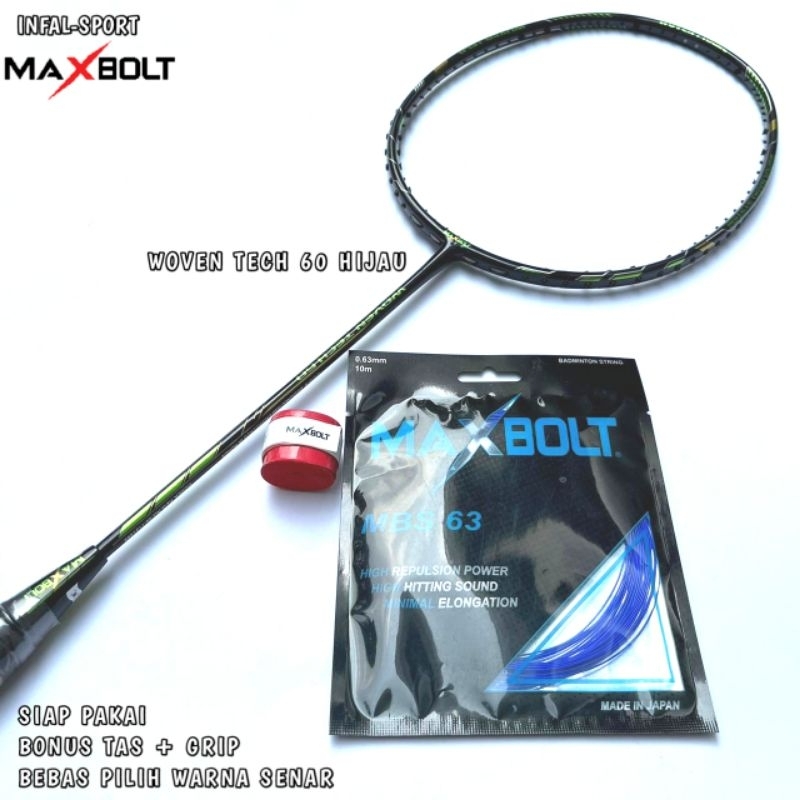 Jual Raket Badminton Original Maxbolt Woven Tech 60 35 Lbs (Bonus Tas ...