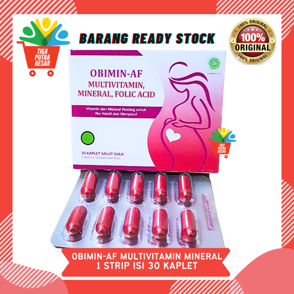 Jual OBIMIN AF 1 BLISTER ISI 10 KAPLET / MULTIVITAMIN & FOLIC ACID ...