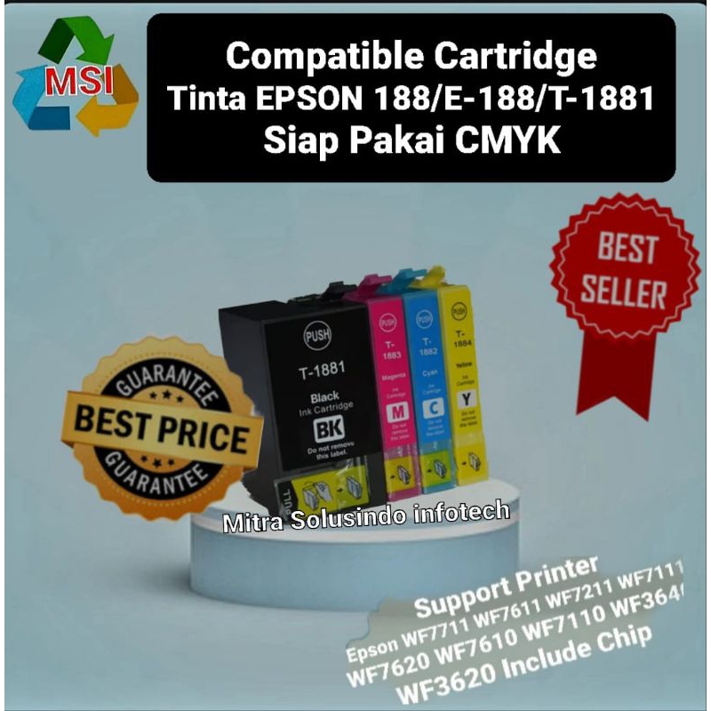 Jual Compatible Tinta T188 E188 188 Cartridge Epson WF-7711 WF-7611 WF ...
