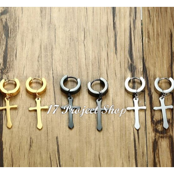 Jual 1 Buah Anting TIndik Liontin Bintang Salib Baja Tahan Karat Punk ...