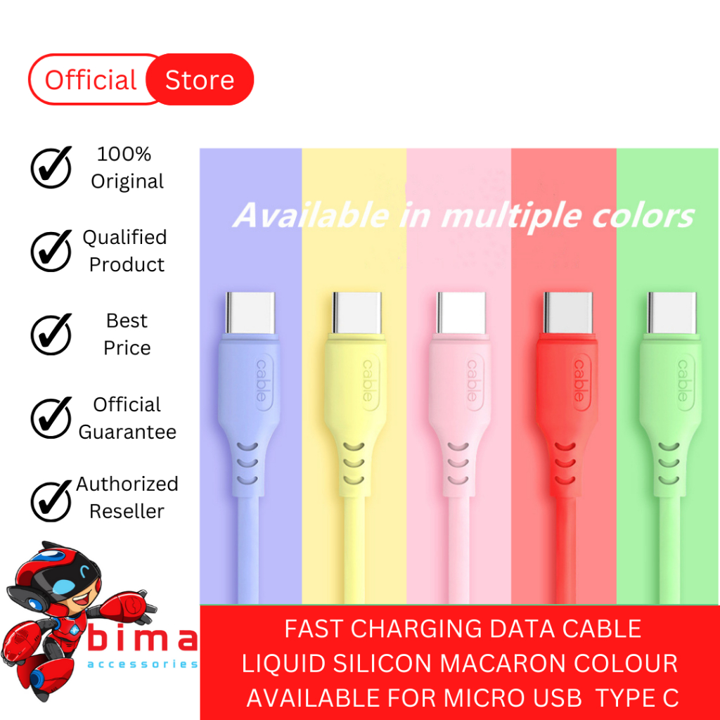 Jual Kabel Data Cable Fast Charging 2A Micro USB Type C Liquid Silicon ...