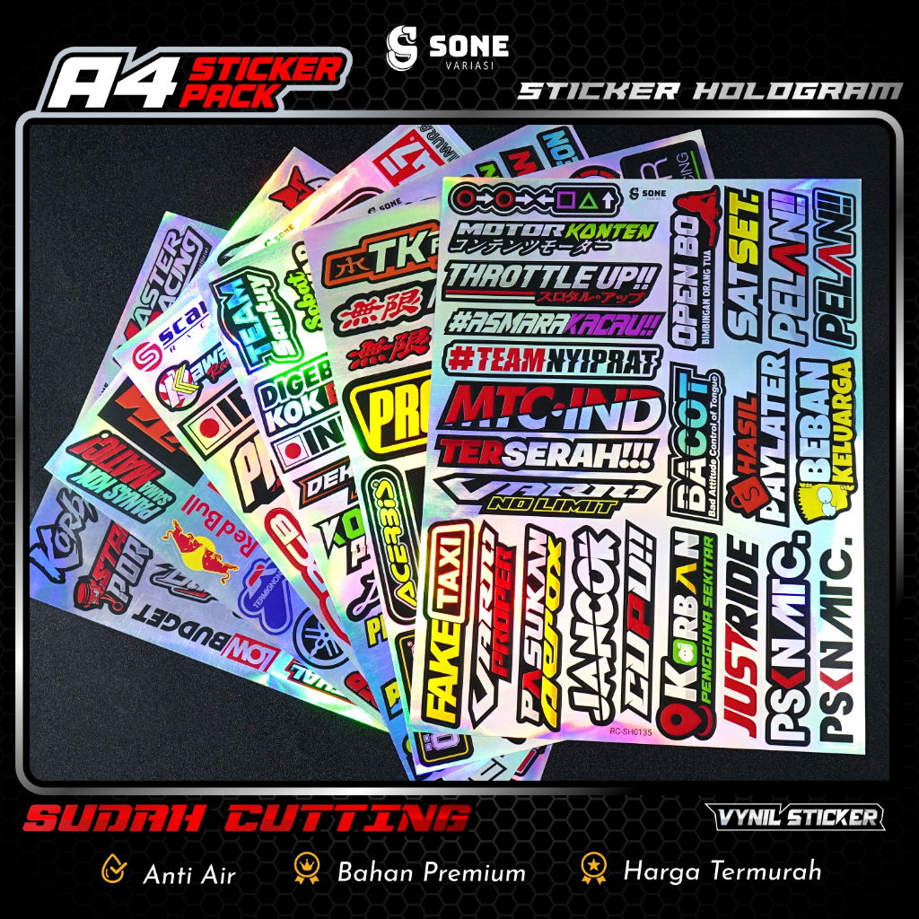 Jual Stiker Motor Racing Pack Vinyl Hologram Bahan Vinyl Tahan Air ...