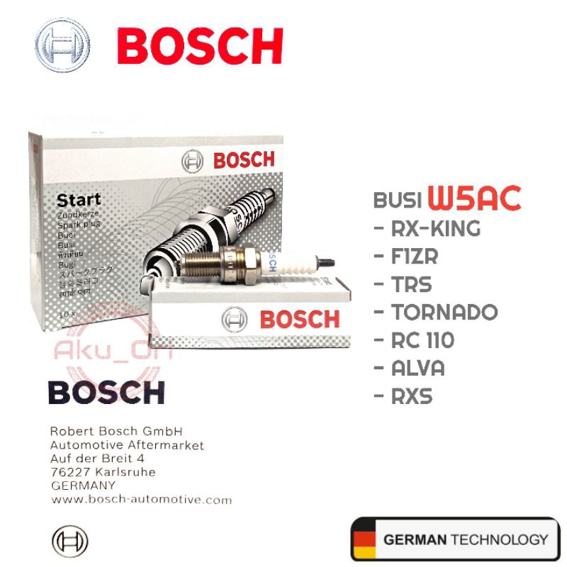 Jual 10 pcs BUSI BOSCH W5AC (BP7HS) untuk motor rx king f1zr 2 tak vespa drat pendek | Shopee ...