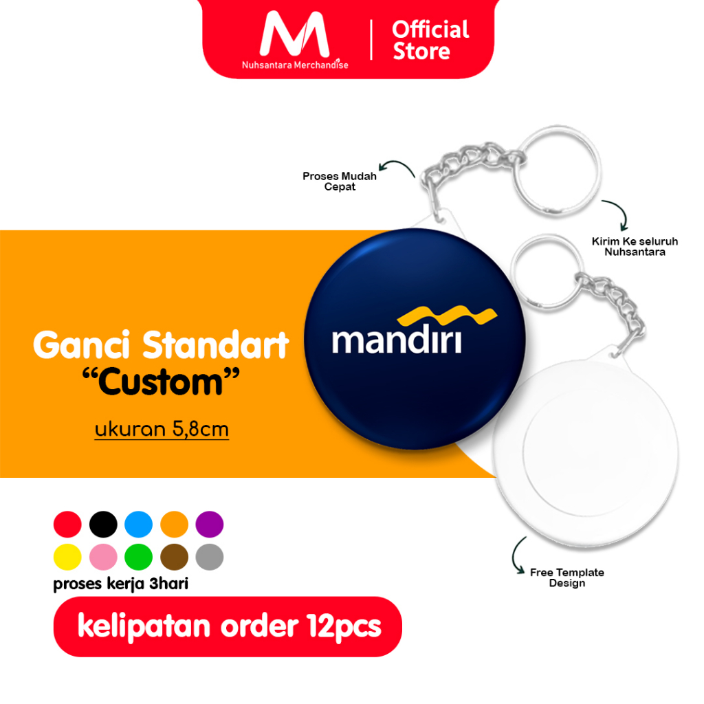Jual KELIPATAN 12 PCS CETAK GANCI CUSTOM 5,8CM / PIN GANTUNGAN KUNCI ...