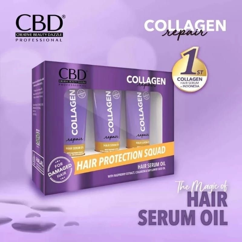 Jual CBD Profesional Collagen Repair Hair Serum Oil 1 Box Isi 3pcs(10ml ...