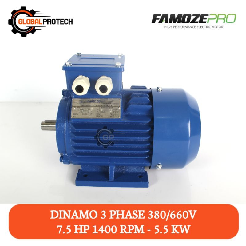 Jual Dinamo Besar 7,5 HP 1400 RPM Famoze Pro Elektro Motor 3 Phase 380/660V Penggerak Mesin ...