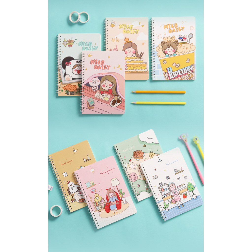 Jual HS - BINDER BOOK A5 BEAR RABBIT | BUKU BINDER POLOS BERGARIS LUCU ...