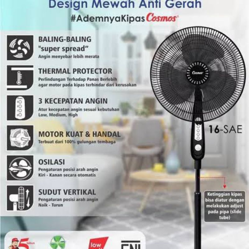 Jual Cosmos Stand Fan 16in Baling Super Spread - Kipas Angin Berdiri ...