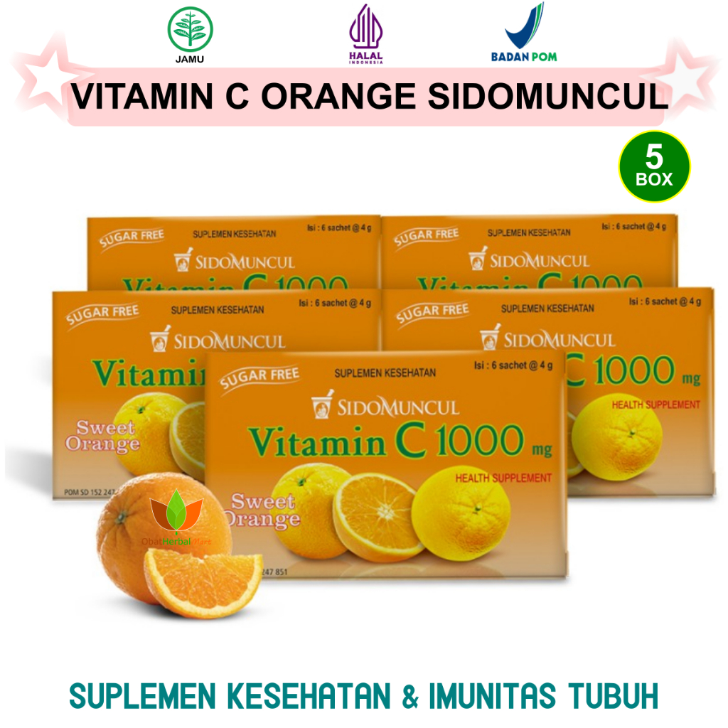 Jual 30 SACHET SIDOMUNCUL VITAMIN C 1000 MG RASA JERUK / SWEET ORANGE ...