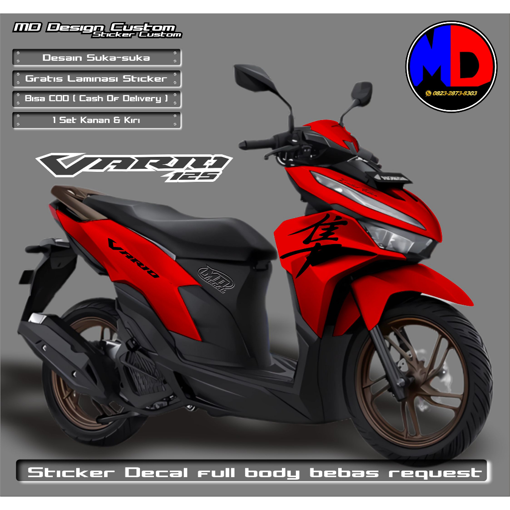 Jual 0705 Decal Sticker Vario 125 New 2023 Full Body Bebsa Request Desain - Sticker Variasi ...