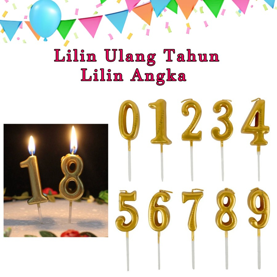 Jual Lilin Ulang Tahun Angka Warna Gold | Shopee Indonesia