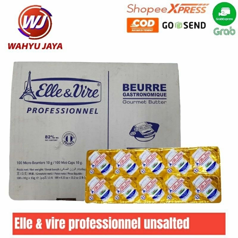 Jual Elle&vire butter portion m/cup unsalted 10gr per pack isi @10pcs ...