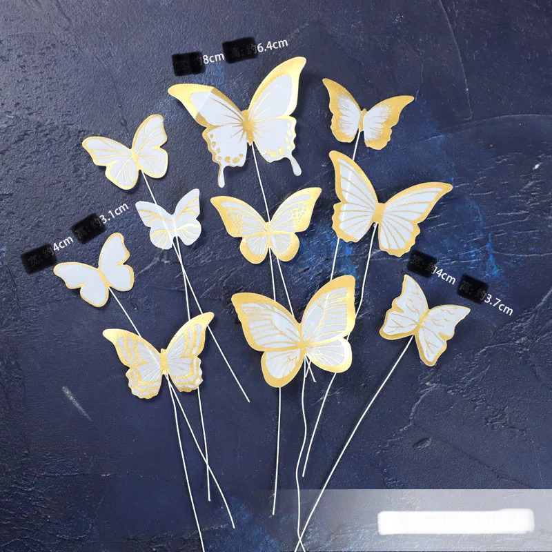 Jual Topper Kue 10 pcs Kupu Kupu Butterfly Warna / Butterfly Cake ...