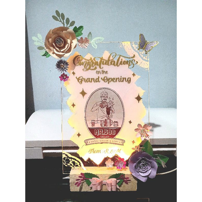 Jual papan bunga akrilik ukuran A4 / ucapan selamat / kado grand ...