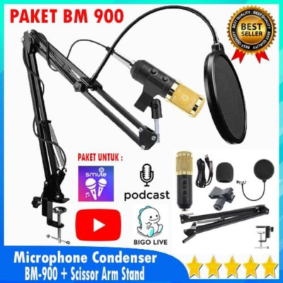 Jual Jual PAKET MICROPHONE CONDENSER BM 900 SCISSOR ARM STAN SMULE ...