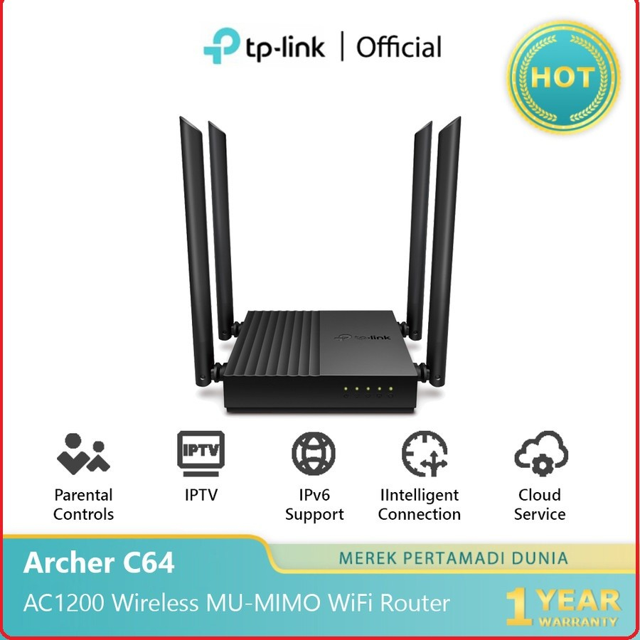 Jual Tp-link Archer C64 AC1200 Wireless Dual Band MU-MIMO WiFi Router ...