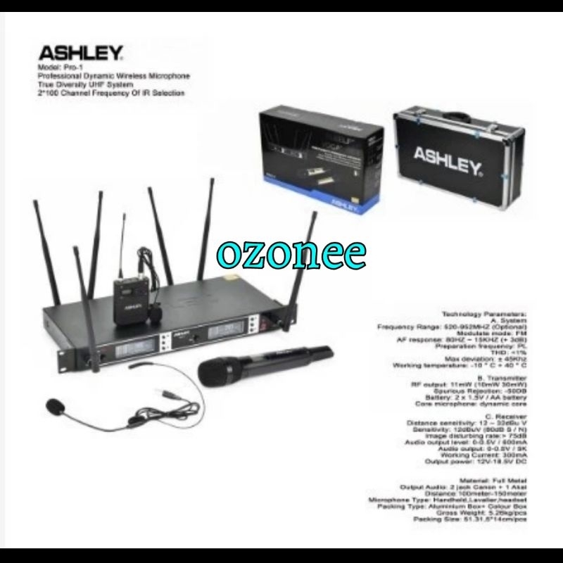 Jual Mic Wireless Ashley Pro 1 Pjh Pegang -jepit dan headset Original ...