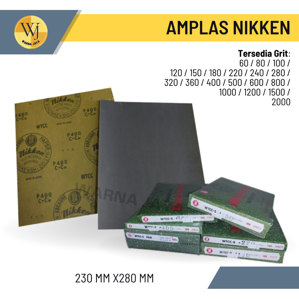 Jual Amplas Nikken Waterproof Lembaran GRIT# 60, 80, 100, 120, 150, 180 ...