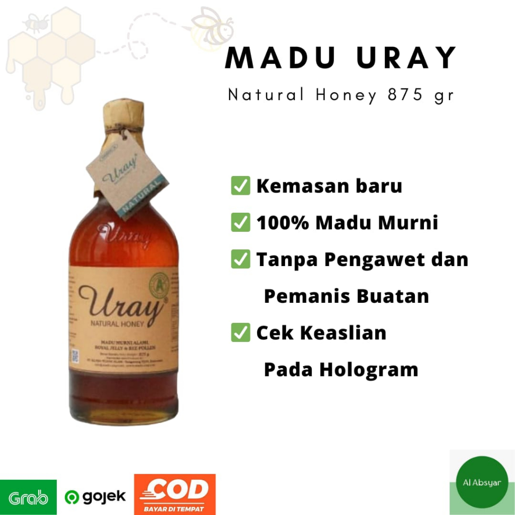 Jual Madu Uray Botol Besar 875 gram Uray Natural Honey Madu Asli Murni ...