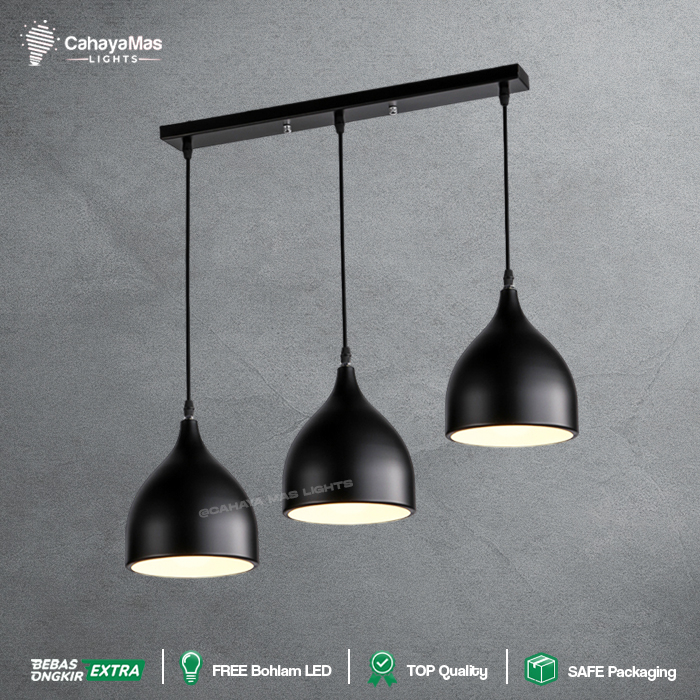 Jual Lampu Hias Gantung Cafe/Dapur/Ruang Makan/Bar | Minimalist Modern Industrial Vintage Hitam ...