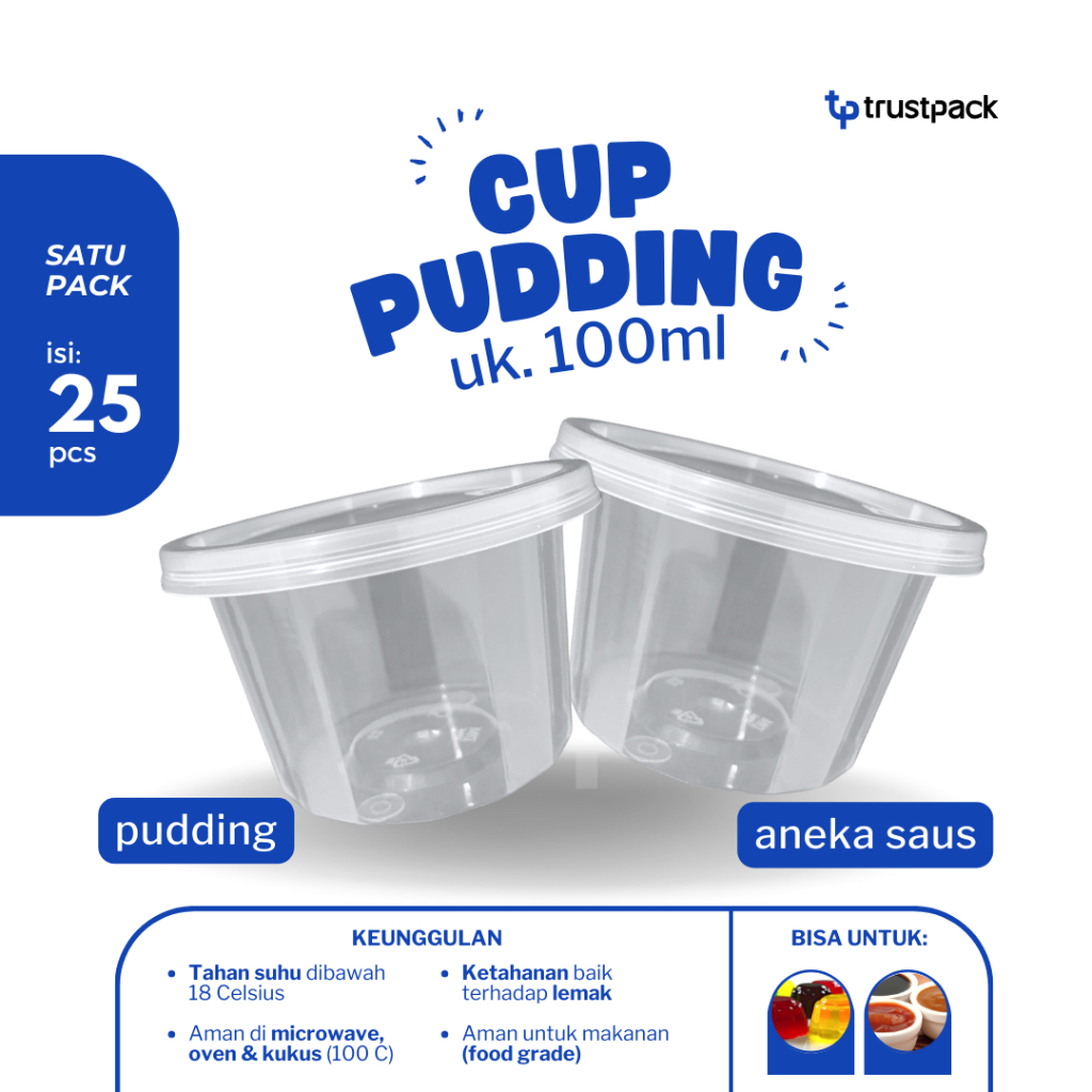 Jual Tempat Cup Saos / Cup Pudding Plastik DM 100 ml | Shopee Indonesia