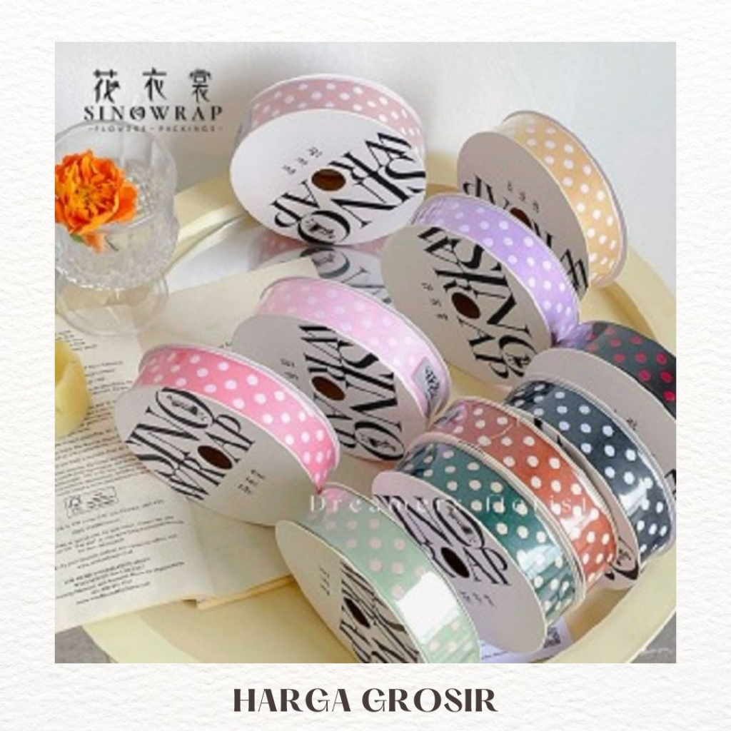 Jual ROLL PITA MOTIF POLKADOT RIBBON GROSGRAIN PASTEL COLOR SALUR PITA ...