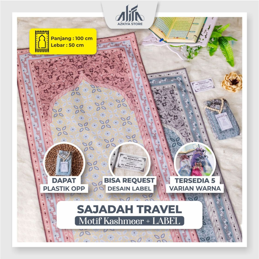 Jual Sajadah Travel Motif Kashmeer Free Label Satin Premium |Sajadah ...
