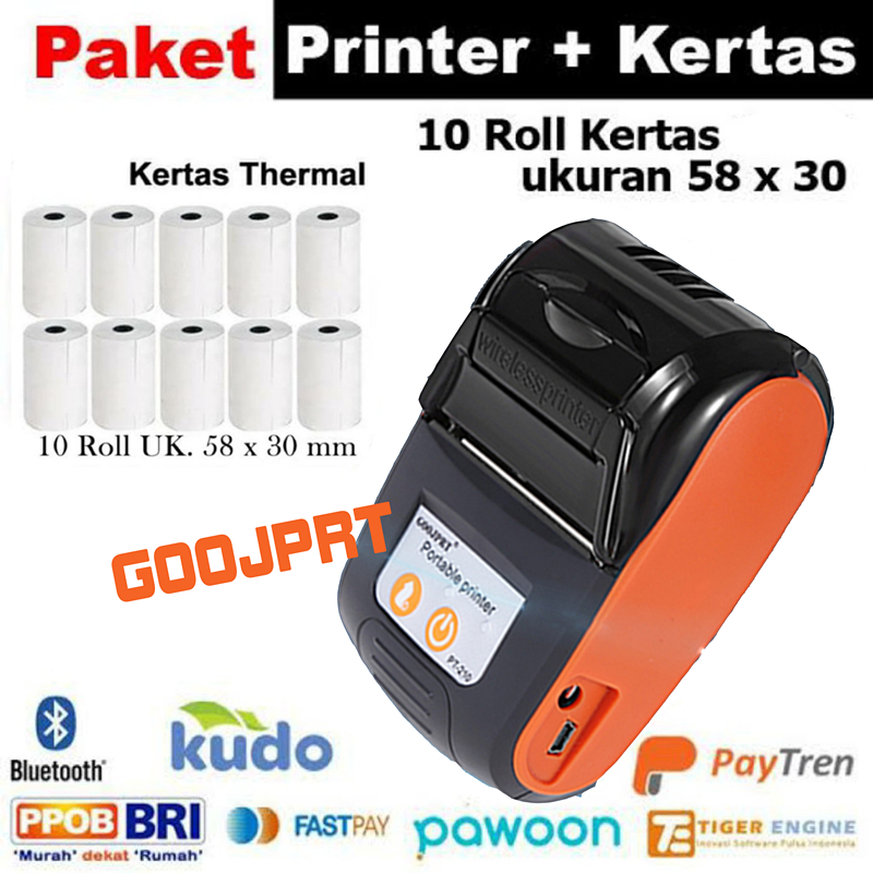 Jual Termurah GOOJPRT POS Bluetooth Thermal Receipt Printer 58mm - JP-PT210 - Greed/Orange ...