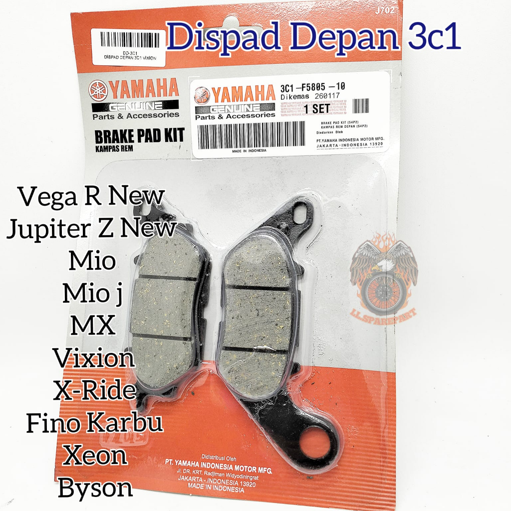 Jual DISPAD DISC PAD KAMPAS REM DEPAN YAMAHA 3C1 ASLI ORIGINAL MIO ...