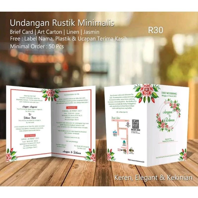Jual cetak undangan rustic 30 elegant murah | Shopee Indonesia