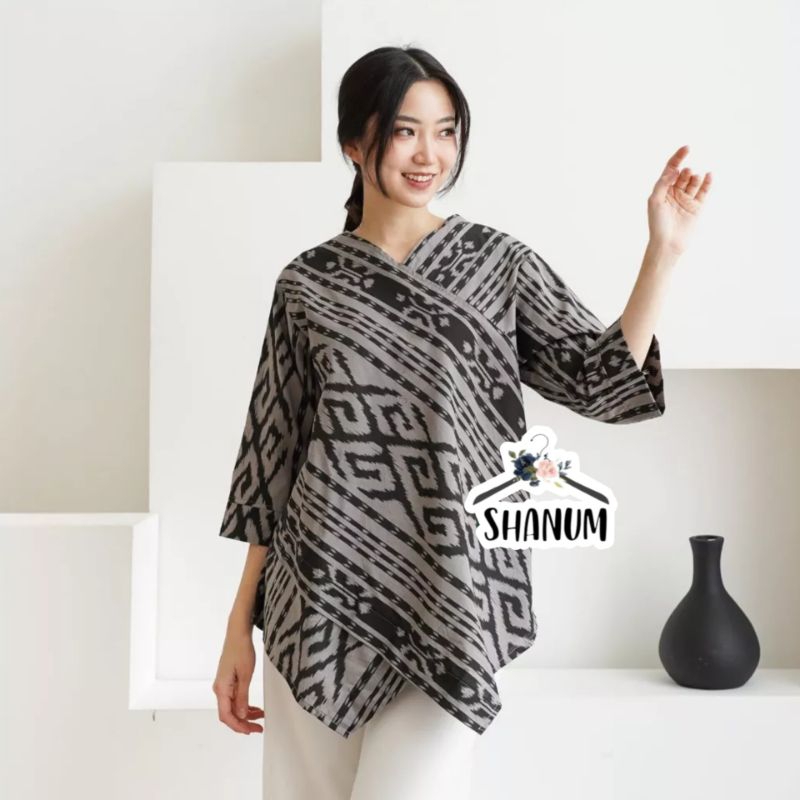 Jual ATASAN WANITA ETNIC BATIK MOTIF SONGKET TENUN/ATASAN BLOUSE BATIK KERJA MODERN WANITA MODEL ...