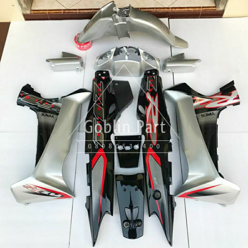 Jual Cover Body Fullset Halus FizR F1zr Fullcluth Hitam Silver Cover ...