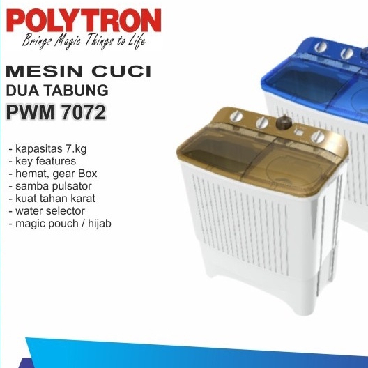Jual POLYTRON - MESIN CUCI PWM 7072 N/B 7 KG | Shopee Indonesia