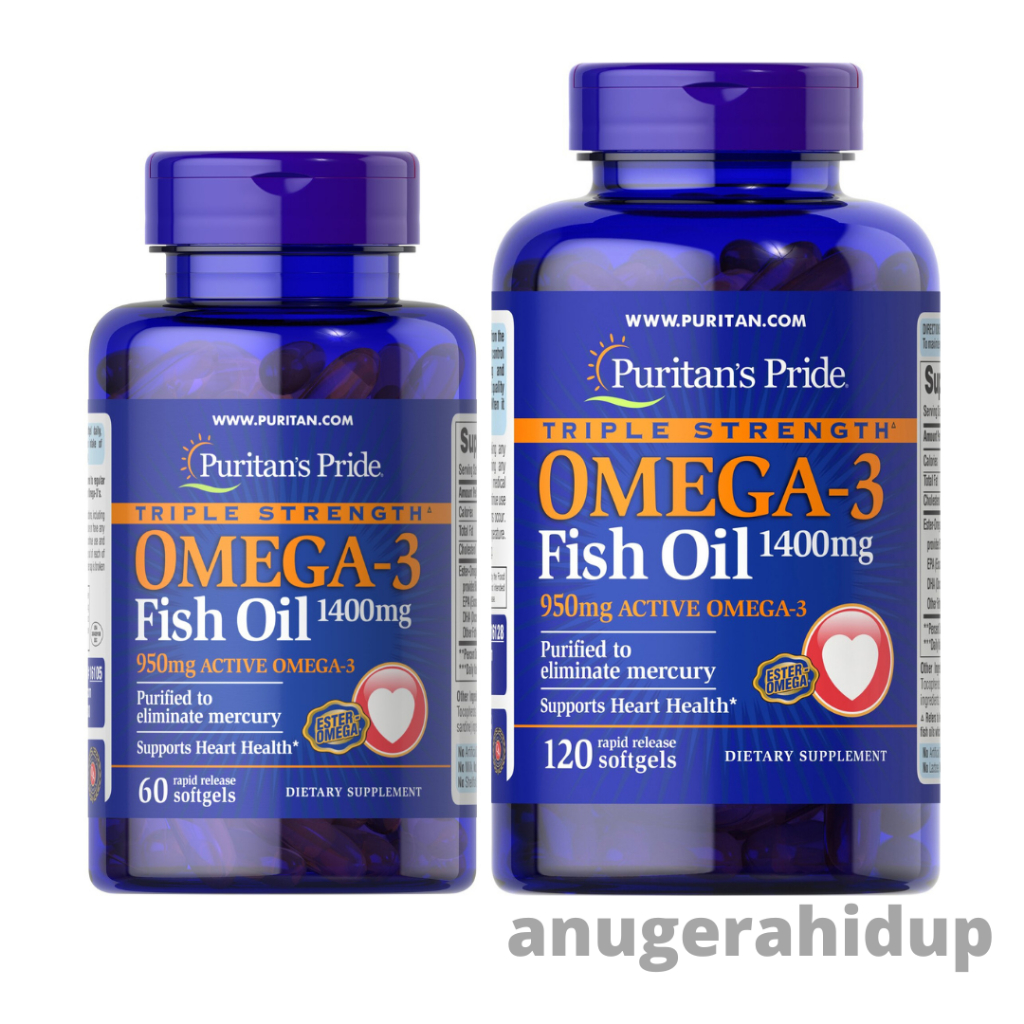Jual Puritan Pride OMEGA 3 FISH OIL 1400 mg 60 / 120 Softgel Kesehatan Jantung ORIGINAL | Shopee ...