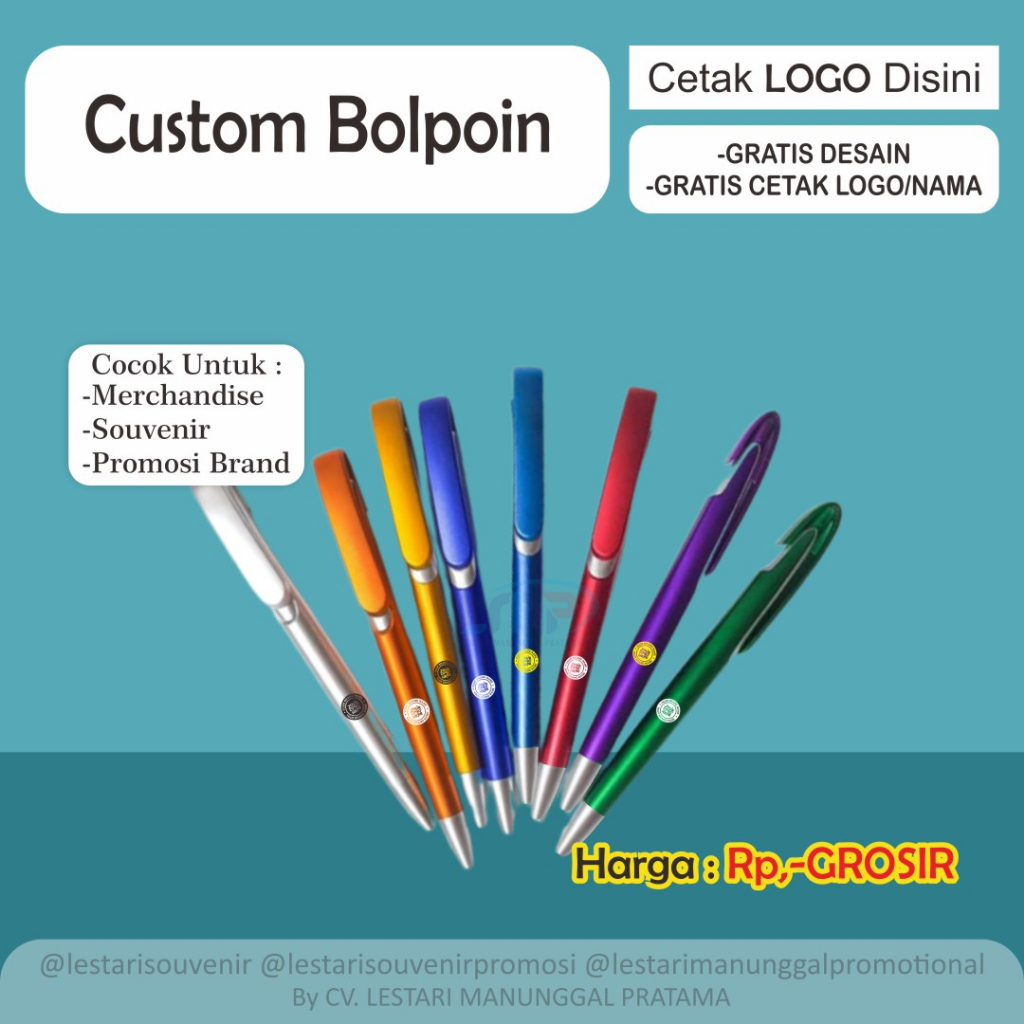 Jual Bolpoint Custom 08 / souvenir kantor bolpoint cetak nama/logo ...