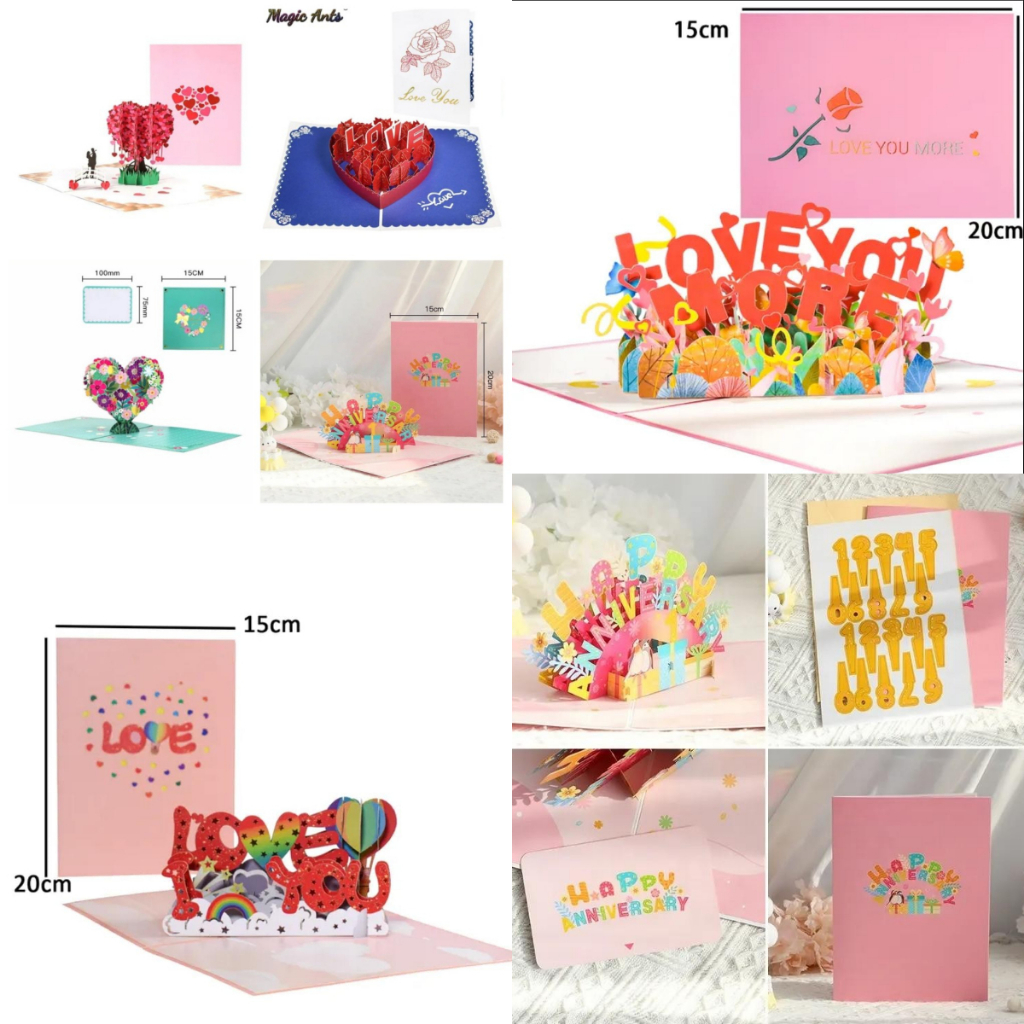 Jual kartu pop up kartu 3d kartu ucapan happy aniversary anniversary kasih sayang love | Shopee ...
